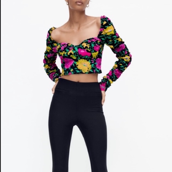 Zara | Tops | Zara Floral Printed Top | Poshmark